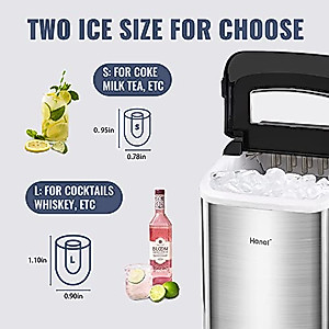 WANAI Ice Makers Countertop Portable Ice Machine 26.5lbs/24H 9 Ice Cubes in 6-8 Mins Electric Ice Making Machine with Ice Scoop and Basket L&S Bullet Sizes for Home Party Office Bar Camping RV