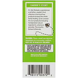 Zarbee's Children's Cough Syrup + Mucus with Dark Honey, Vitamin C, Zinc & Ivy Leaf Extract, Drug & Alcohol-Free, Cherry Flavor, 2Fl Oz