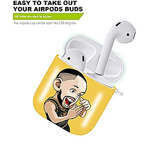 Airpods Case,Onewly Basketball Cartoon Case for Airpods with Keychain,Shockproof Case Compatible with Airpods 2/1 for Women and Man(Curry)