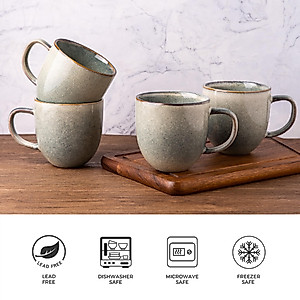 AmorArc 12oz Coffee Mugs, Ceramic Coffee Mugs set of 6 for Man, Woman, Dad, Mom, Modern Coffee Mugs with handle for Latte/Cappuccino/Milk/Cocoa. Dishwasher&Microwave Safe, Reactive Glaze