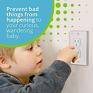 Self-Closing Electrical Wall Outlet Covers for Baby Proofing, Premium Plastic, Standard-Size Child Proof Outlet Cover, 4.6 x 3 Inches, Pack of 4, White - Wonderkid