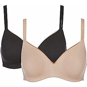 Calvin Klein Womens 2 Pack Microfiber Wirefree Bra (as1, Alpha, m, Regular, Regular, Black/Honey, Medium)
