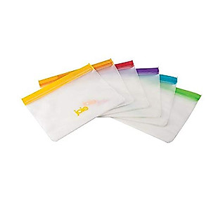 Joie Reusable Food Storage Bags - Reusable Bags for Snacks, Sandwiches, Vegetables and More - Ziptop Containers for Sustainable Living, BPA Free, 8.75” x 7”, 6 Bags