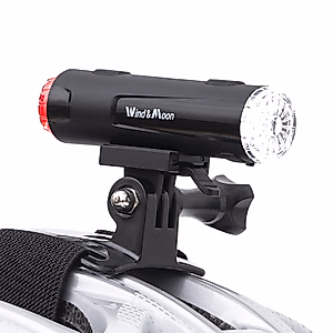 Semaho 2in1 Rechargeable Helmet Light with Bracket Mount Night Bike Light Riding Safety 5 Warning Light Modes IP66 Waterproof Bicycle Light, 360° Rotatable Front Rear Lights, Mountain Bike Headlight