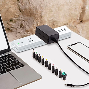 12V 2A Power Adapter Charger AC 12V Regulated Power Supply DC in 12 Volts 2000mA Power Cord with 10 Interchangeable DC Plug for 1A 1.1A 1.2A 1.3A 1.4A 1.5A 1.6A 1.7A 1.8A 1.9A 2A Electronics