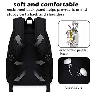 SHEEYEE School Backpack for Teen Boys Kids Bookbags with Lunch Box Set Students Laptop Travel School Bag (Black)