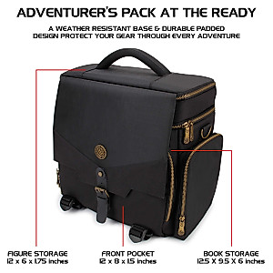 ENHANCE RPG Dungeons and Dragons Table Games Travel Bag with Miniatures, Padded Carry Bag with Multiple Compartments with Book Compartment (4-8) and Dice and Token Pocket