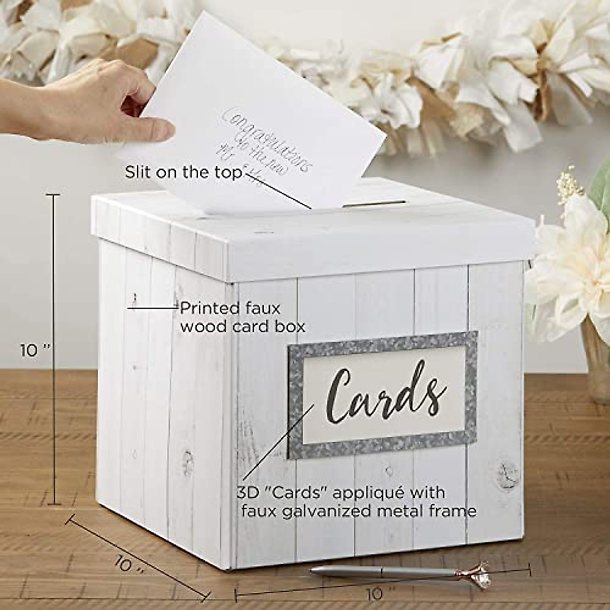 Kate Aspen White Rustic Wood Gift/Wedding Card Box, Money Box, Farmhouse Decorations For Reception or Party - Unique Decor