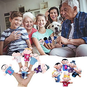 Sealive 16-PCS Finger Puppets for Toddlers Story Time - Soft Velvet 10 Animals & 6 Family Members - Perfect for Role Playing, Classroom Learning, Party Favors, Travel, Therapy, Imagination Building