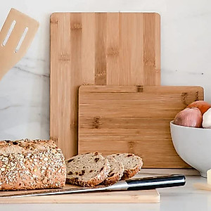 ECO SOUL Bamboo Cutting Boards For Kitchen | Chopping & Butcher Block | Meat, Vegetables, Cheese & Charcuterie Board | Non-Slip, Durable, USDA Certified (3 Set)