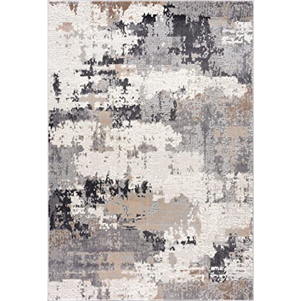 Abani Warm Grey & Beige Distressed Contemporary Print Area Rug Rugs - Premium Non-Shedding 7'9" x 10'2" (8'x10') Modern Design Dining Room Rug