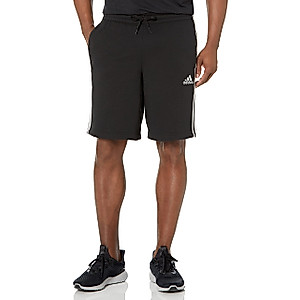 adidas Men's Tall Size Essentials Fleece 3-Stripes Shorts, Black/White, X-Large