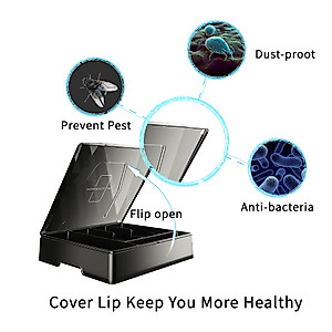 Simland 2 Layer Utentil Holder for Countertop, Plastic Silverware Tray with Lid, Portable Flatware Organizer Storage, Black