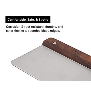Misen Bench Scraper for Baking & Cooking - Food Scraper Tool - Stainless Steel Scraper Tool for Kitchen Use, Walnut