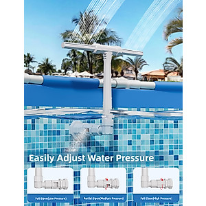 Egepon Pool Fountains for Above and Inground Pools, Pool Waterfall with 2 Adjustable Sprinkler Heads and 2 Adapter, Water Temperatures Cooler Swimming Pool Spray Accessories, White