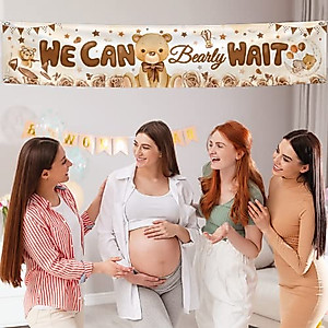 Bear Baby Shower Party Decorations We Can Bearly Wait Banner Neutral Bear Backdrop Gender Reveal Banner Porch Sign for Welcome Baby Party,Gender Neutral Bear Photo Props Supplies Indoor Outdoor