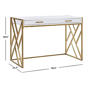 Safavieh Home Office Elaine Modern White and Gold 1-drawer Desk