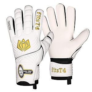 FitsT4 Sports Youth Adult Goalie Goalkeeper Soccer Gloves 3.5+3MM Super Grip Latex Finger Support Performance Glove Level 3.5 Prevent Injuries