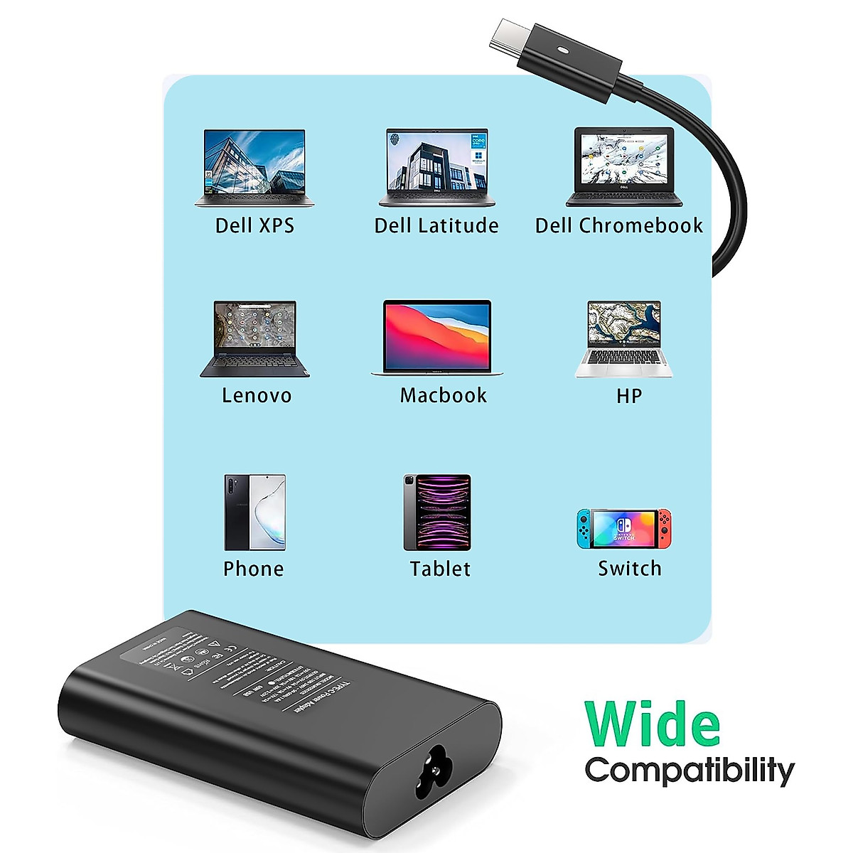 45W Dell USB C Laptop Charger for Dell XPS 13