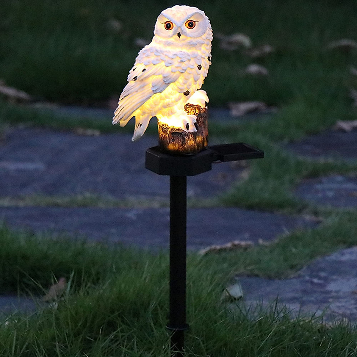 OriginalSourcing Solar Garden Lights Garden Statues LED Owl Solar Lights Waterproof Owl Lamp Outdoors for Garden Decor (White)