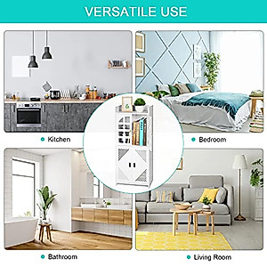 Bathroom Storage Cabinet,Home Furniture Floor Standing Cabinet,Toilet Side Paper Holder,PVC Home Organizers,Utility Storage Cabinet for Living Room, Bedroom, Kitchen, White