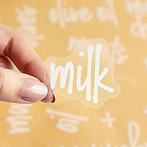 158 White Script Kitchen Pantry Labels for Food Containers, Clear Removable Stickers for Fridge Organization, Freezer, Jar Storage