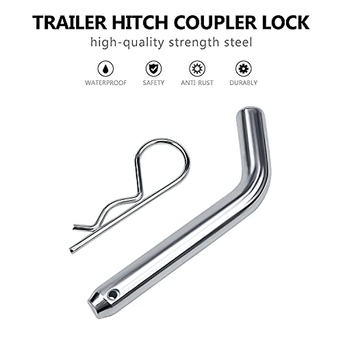 Cenipar Trailer Hitch Pin & Clip with Grooved Head, 5/8-Inch Diameter, Fits 2 or 2-1/2-Inch Receiver