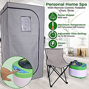SereneLife SLISAU35GRY Portable Personal in-Home Detox Spa Steam Therapy Heated Sauna