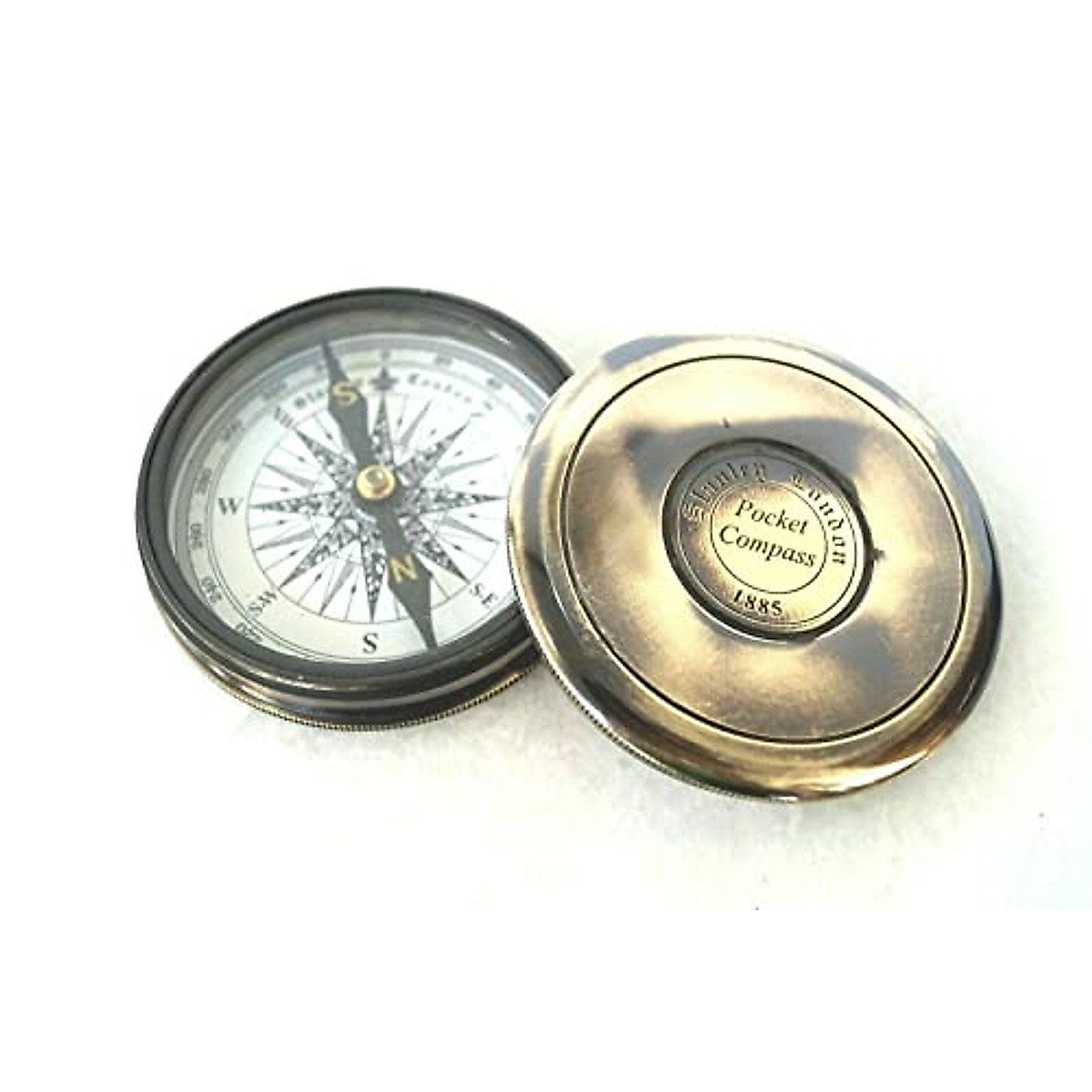Brass Compass Antique Nautical Maritime 3" Poem Compass Stanly London 1885 Pocket Compass