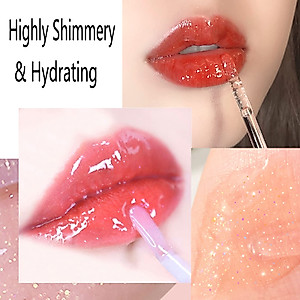 Natural Hydrating Shimmery Lip gloss set, Waterproof Long Lasting Moisturizing Lip Care Lip Oil Gloss, Diamond Transparent Shimmer Hydrating & Plumping Lip Tint for Women and Girls (4PCS)