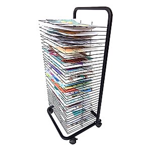 YSCMX Drying Rack, Mobile Classrooms, Art Studio, 25-Shelf Mobile Drying Rack with Wire Shelves for Works of Art, Black Powder Coated Finish，Drying & Print Racks (Color : 35-Layer)