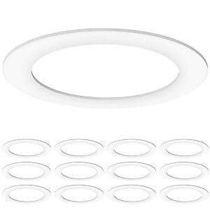 Sunco 12 Pack Goof Rings for Recessed Light Fixture Living Room Can Light Goof Trim Ring, Outer Diameter 8.6-inch, Inner Diameter 6.2-inch, Matte Finish, Flush Mount, 5-6 Inch, White
