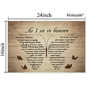 Butterflies Vintage Canvas Wall Art Canvas As I Sit in Heaven and Watch You Everyday Poem Painting on Canvas Wooden Background Rustic Inspirational Quotes Wall Art Paintings Quotes Poem Room