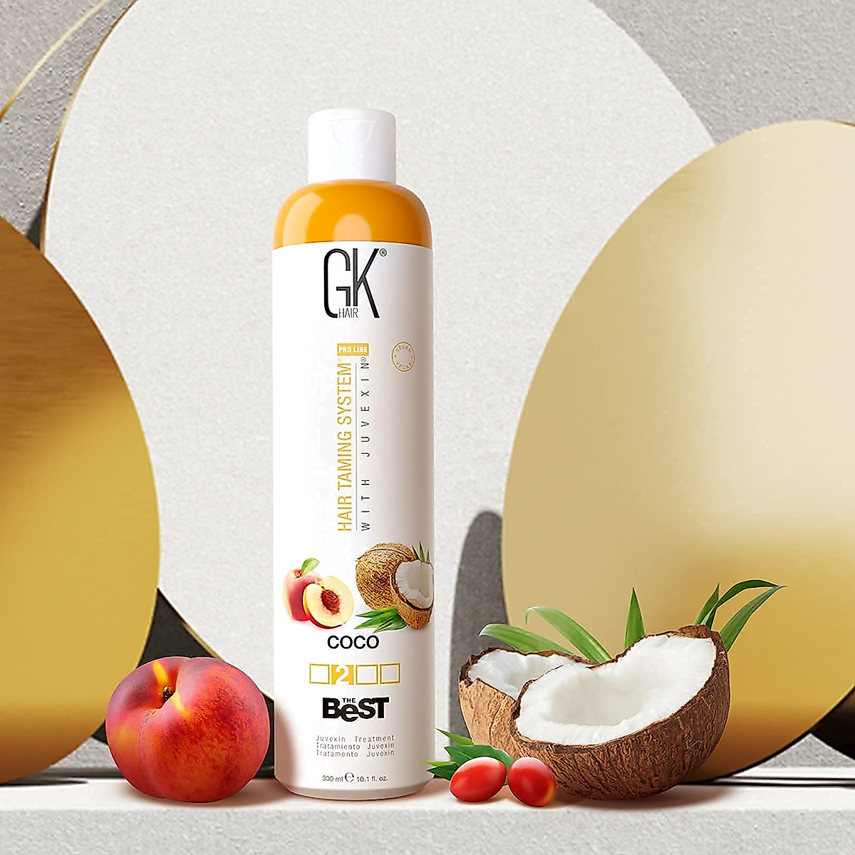 GK HAIR Global Keratin The Best COCO (10.1 Fl Oz/300ml) Smoothing Keratin Hair Treatment - Professional Brazilian Complex Blowout Straightening For Silky Smooth & Frizz Free Hair