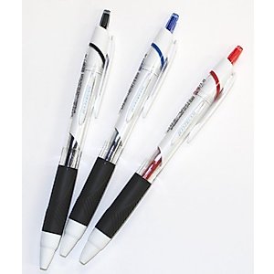 Uni-ball Jetstream Extra Fine Point Retractable Roller Ball Pens,-rubber Grip Type -0.5mm-black .Blue.red 3 Colord Ink Pens Value Set