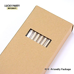 24 Count Birthday Party Long Thin Cake Candles Metallic Birthday Candles in Holders for Birthday Cakes Decorations , Champagne Gold by Lucky Party