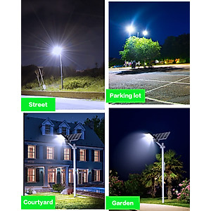 HYPERAZA Solar Street Light, 600W Solar Pole Lights Outdoor Dusk to Dawn Solar Flood Light with Remote Control IP66 6500K, Super Bright Solar Powered Lighting for Garage, Garden, Street