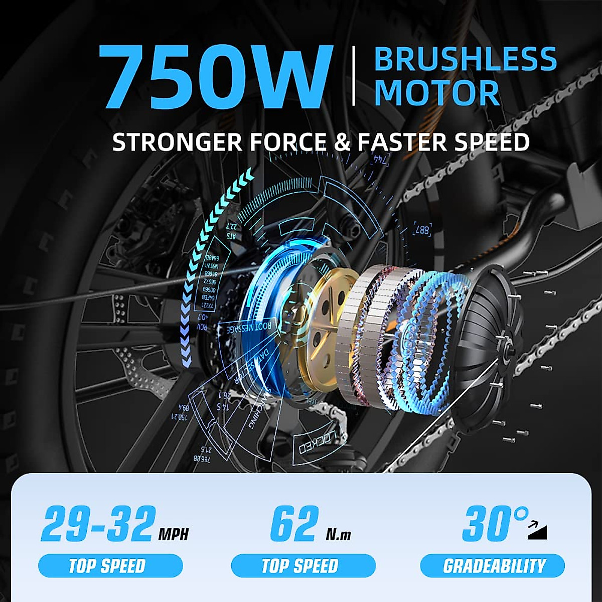 Kebiko 1000W Folding Electric Bike, 48V 20AH Large Removable Battery E Bike, 30+MPH, 80 Miles Max Range, 20" Fat Tire Electric Bike for Adults, Adult Electric Bicycles for Commute Beach Snow