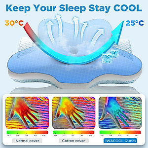 Cool Cervical Neck Pillow for Pain Relief, Ergonomic Contour Side Sleeper Pillow for Adults, Orthopedic Memory Foam Back Stomach Sleepers, 2 in 1 Stomach Sleeping Blue