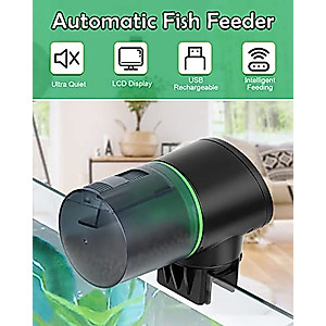 Petbank Automatic Fish Feeder - Rechargeable Timer Fish Food Dispenser with USB Charger Cable, for Aquarium or Fish Tank