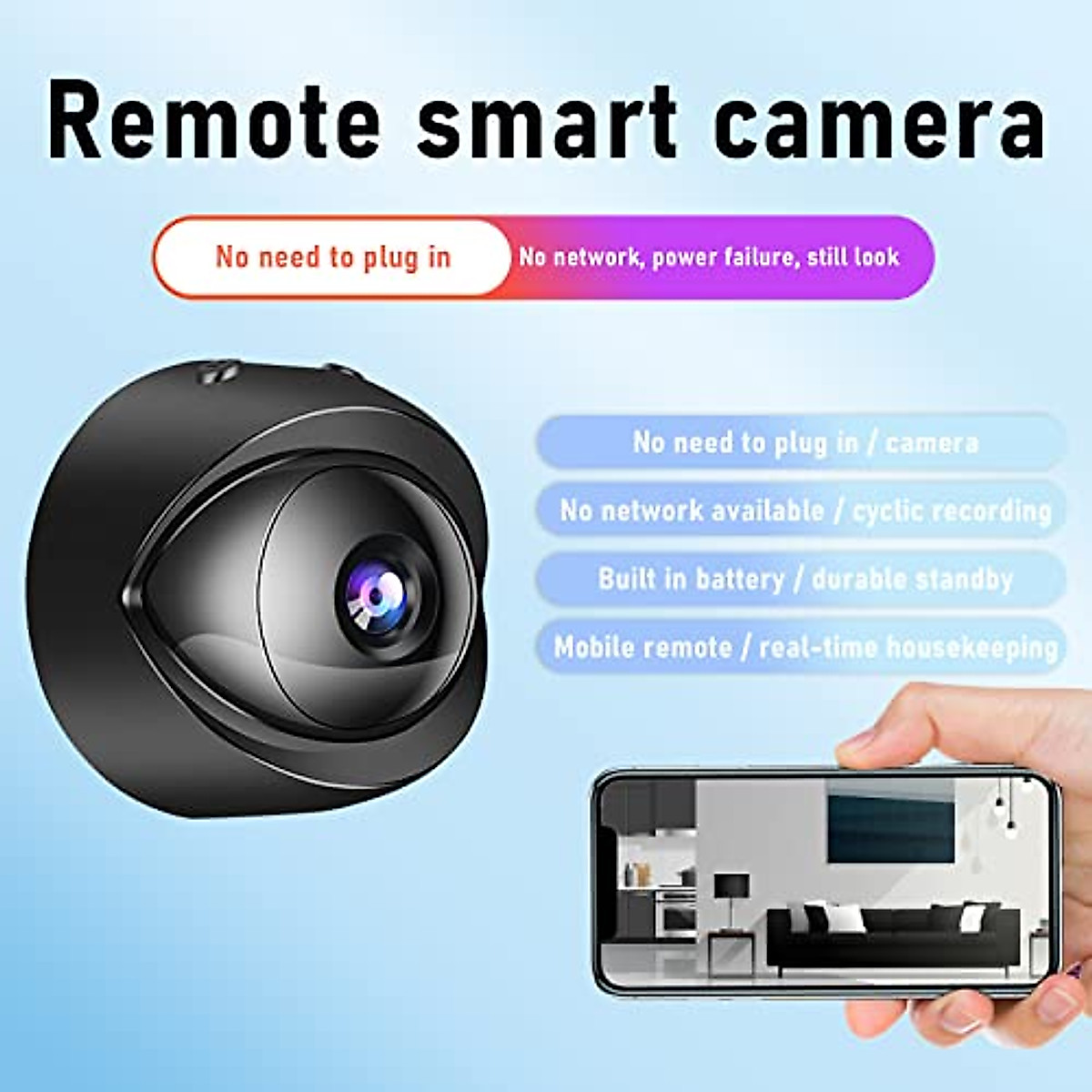 crgrtght Mini WiFi Cameras,Wireless Cameras 2.4G WiFi,Built in Battery,Hd 1080P Home Security Cameras,Smart Cameras with Night Vision,Outdoor Surveillance Camera