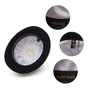 GEMVIE Black Derby Hat 100% Wool Theater Quality Hat Bowler Hat for Men Women Vintage Costumes