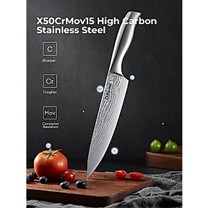 D.Perlla Kitchen Knife Set 15 Pieces, Knife Set with Block and Sharpener, High Grade Stainless Steel Kitchen Knife Set, Steak Knives, Scissors for Chopping, Slicing, Dicing, Sharp and No Rust