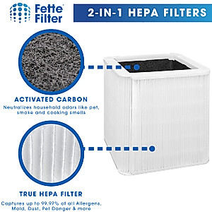 Fette Filter - 211+ Replacement Filter Compatible with Blueair Blue Pure 211+ Air Cleaner Purifier, Foldable Particle and Activated Carbon Replacement Filter.