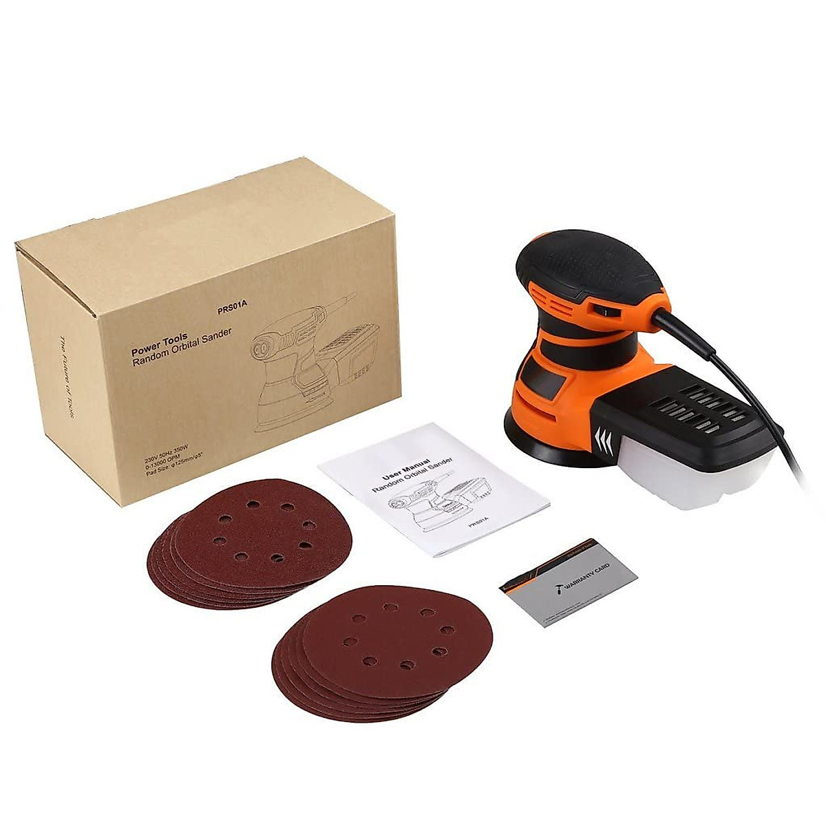5-inch 3.0A Random Orbit Sander with 12Pcs Sandpapers, 6 Variable Speed 6000-13000RPM and High-Performance Dust Collection System for Woodworking