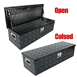 LucaSng 39"X13"X10" Black Aluminum Heavy Duty Pick Up Truck Truck Bed Tool Box Trailer Storage Tool Box w/Lock & Keys