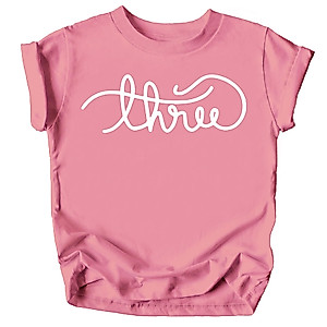 Olive Loves Girls Cursive Three Shirt for Toddler Girls 3rd Birthday Outfit Mauve Shirt