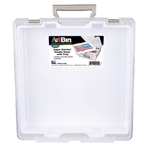 ArtBin 6899AZ Super Satchel Double Deep with Lift-Out Tray Storage Container, Portable Arts & Crafts Organizer with Removable Dividers, Clear