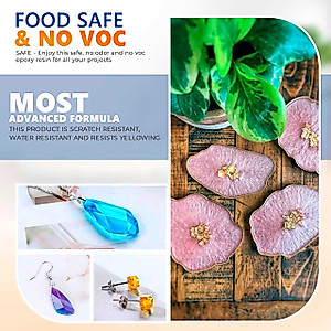 Epoxy Resin Kit for Art & Craft | 1 Gallon(128oz) | Odorless | Crystal Clear Epoxy Resin | Jewelry, Earrings, Coasters, Casting, Molding, Crafting & More | Includes Many Accessories