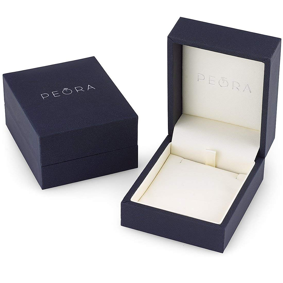 PEORA London Blue Topaz Ring for Women 14K White Gold with White Topaz, Natural Gemstone Birthstone, Designer 2.50 Carats Cushion Cut 8mm, Comfort Fit, Size 7